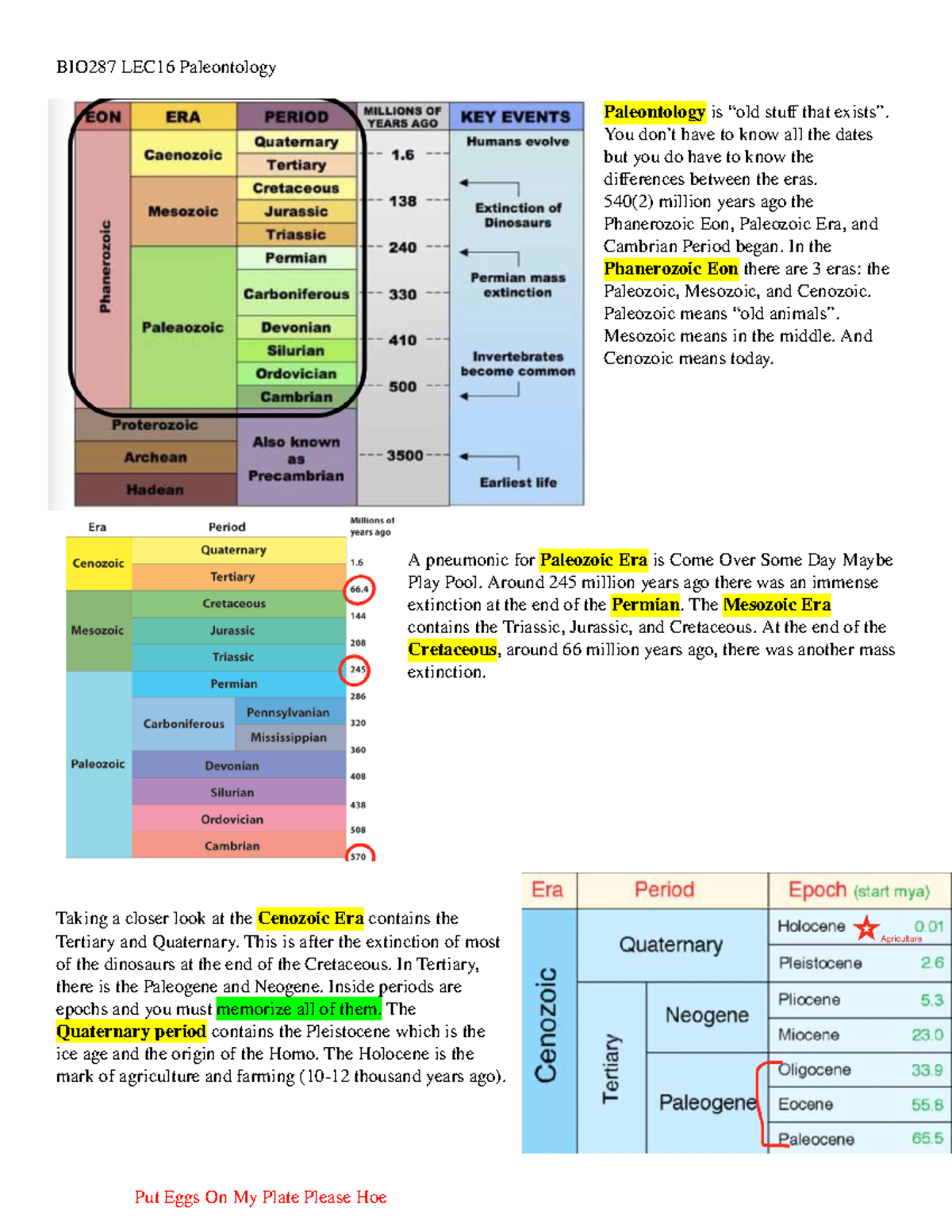 BIO287 LEC16 Outline - Lecture notes 16 - BIO287 LEC16 Paleontology ...