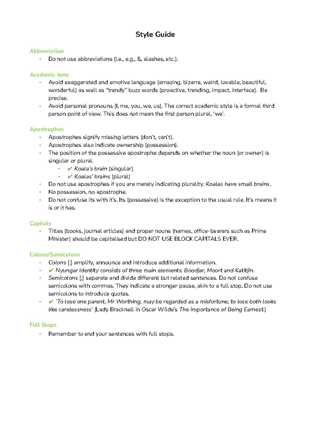 Style Guide - Style Guide Abbreviation - Do not use abbreviations (i ...