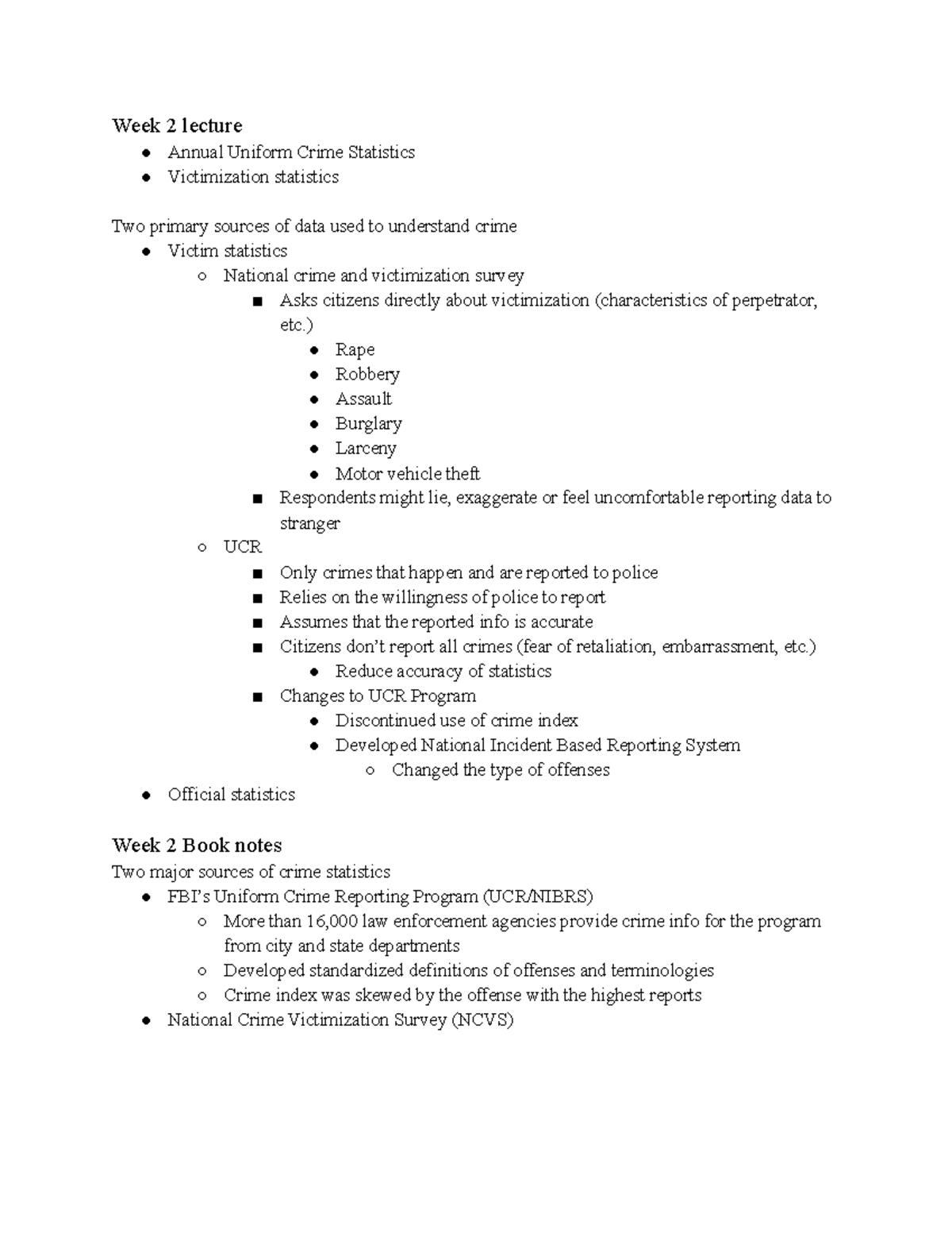 Cjs 101 chapter 2 notes - Cynthia Rickards - Week 2 lecture Annual ...