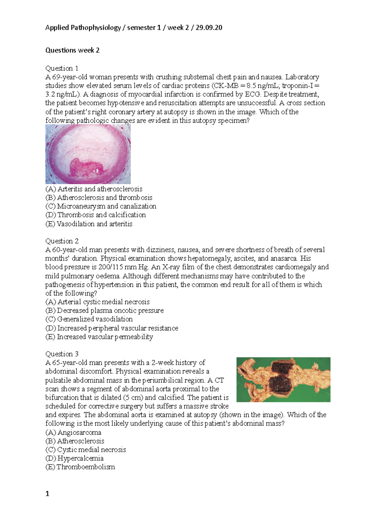 Applied Pathophysiology Lecture week 2 coursework - Applied ...