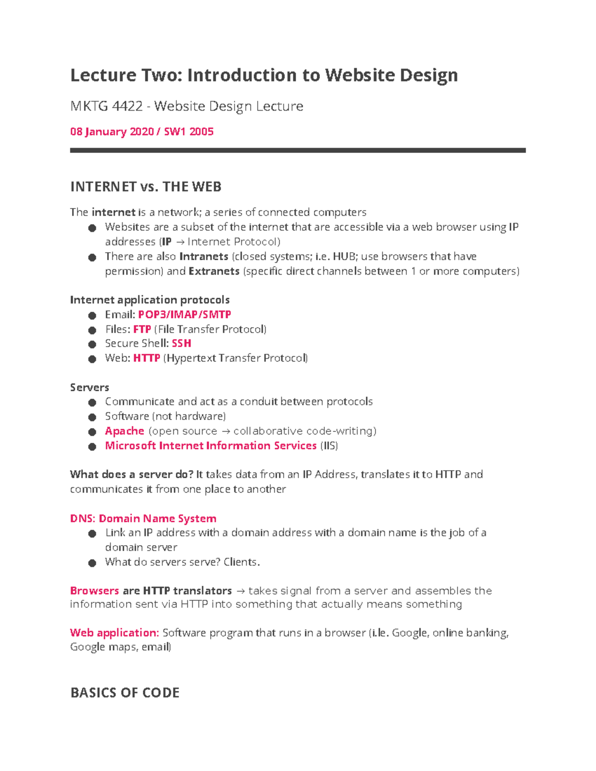 Lecture 2: Introduction to Website Design - Lecture Two: Introduction ...