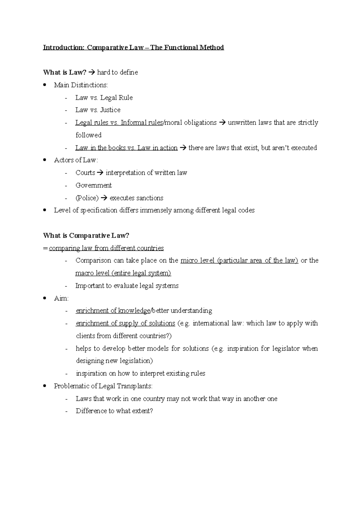 Comparative Law The Functional Method (Franzi) - Introduction ...