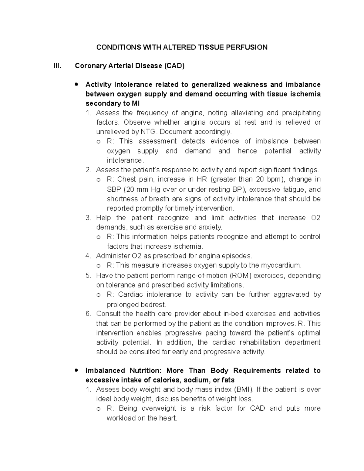 PART 11 - Conditions WITH Altered Tissue Perfusion - CONDITIONS WITH ...