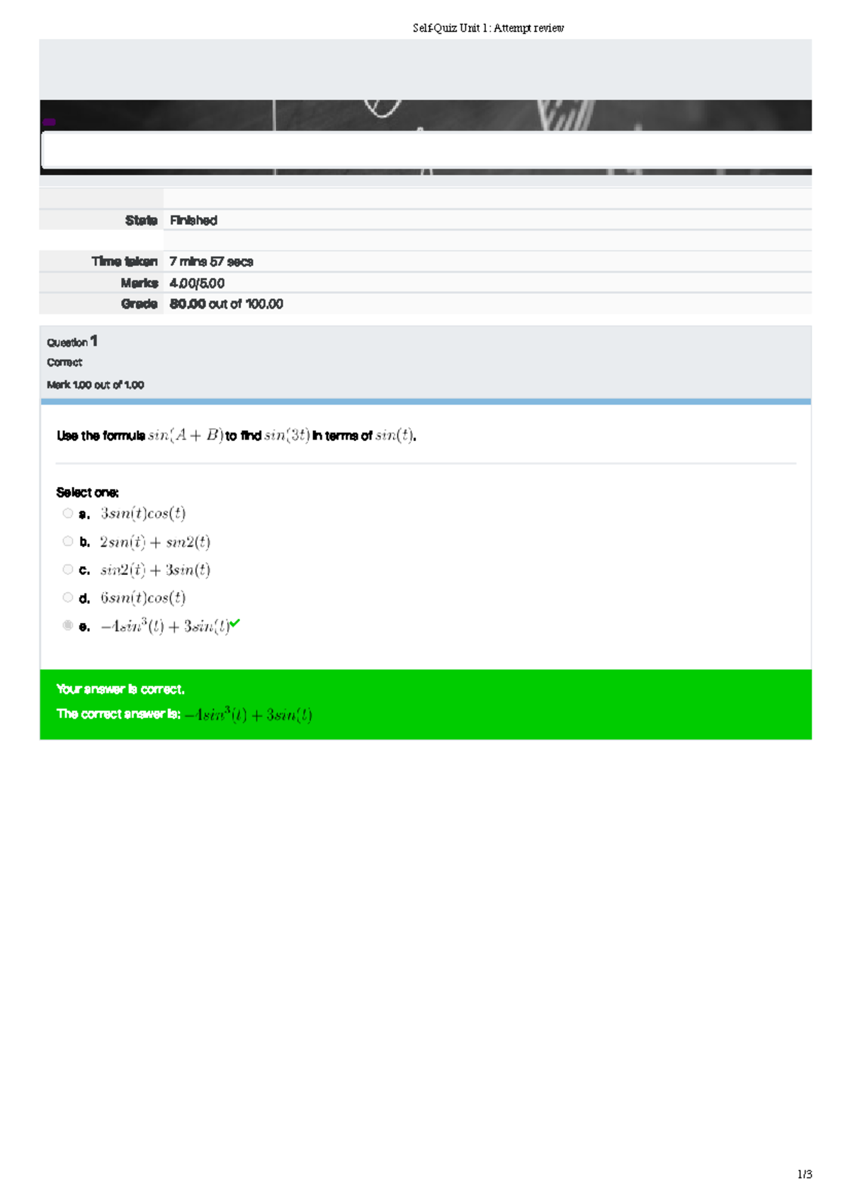 Self-Quiz Unit 1 Attempt review 2 - Self-Quiz Unit 1: Attempt review 1/ State Finished Time ...