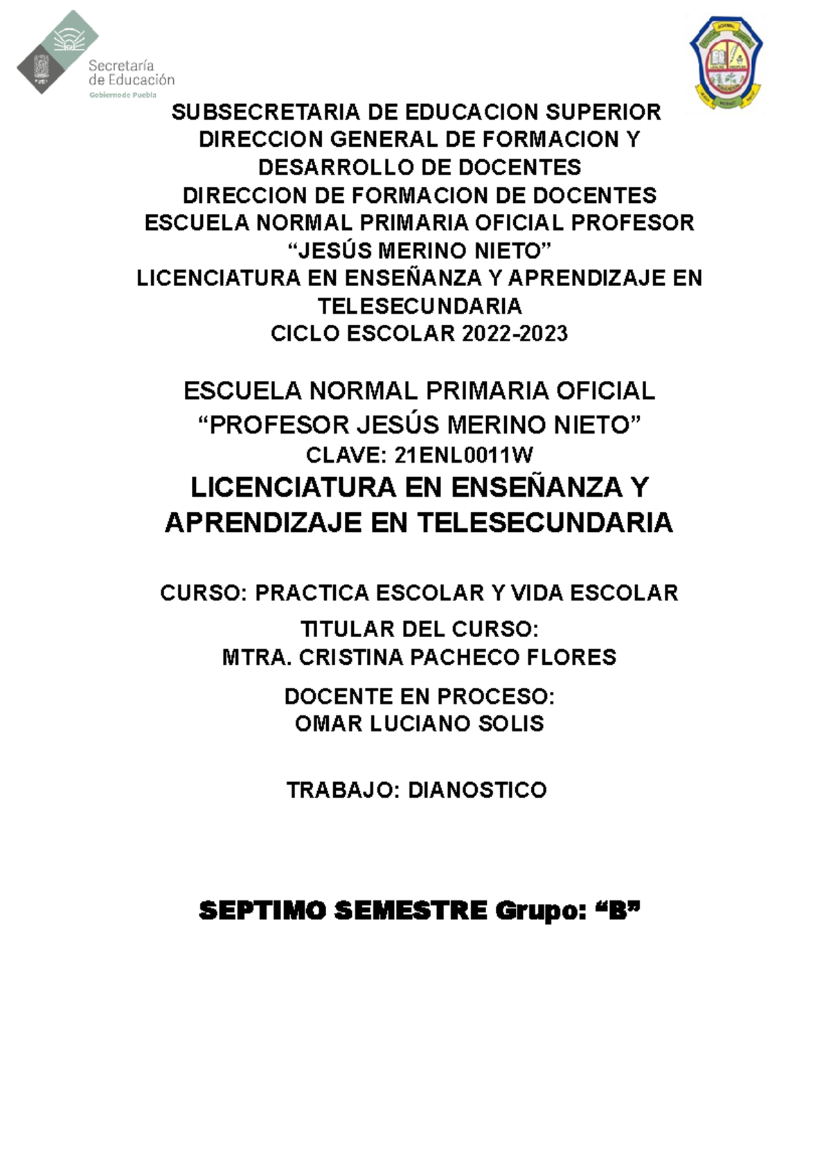 Dianostico - iwqdpjdepjefwpjefwp - SUBSECRETARIA DE EDUCACION SUPERIOR DIRECCION GENERAL DE ...