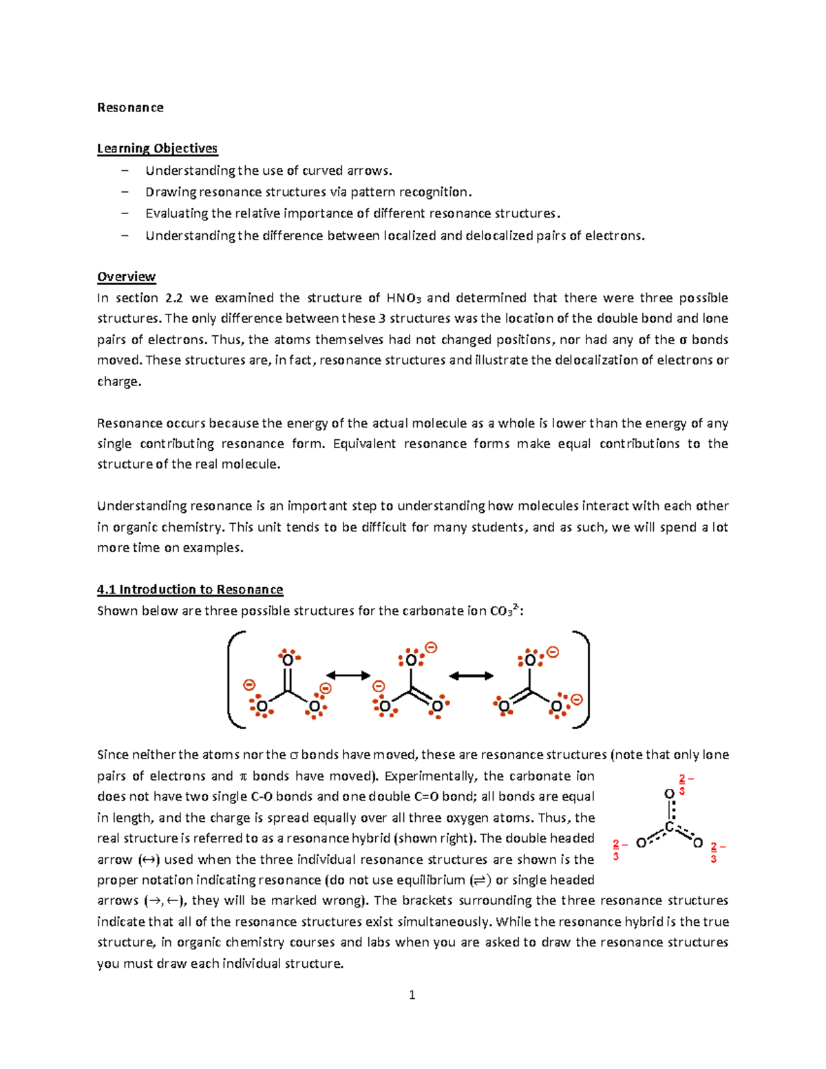 4-Resonance - Chem notes - Resonance Learning Objectives − ...