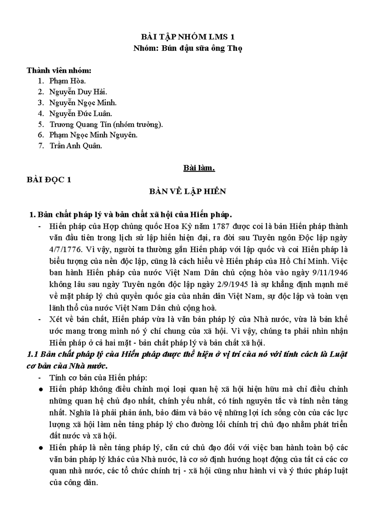 BÀI TẬP NHÓM LKD LMS 1 - Tóm tắt văn bản - BÀI TẬP NHÓM LMS 1 Nhóm: Bún đậu sữa ông Thọ Thành ...