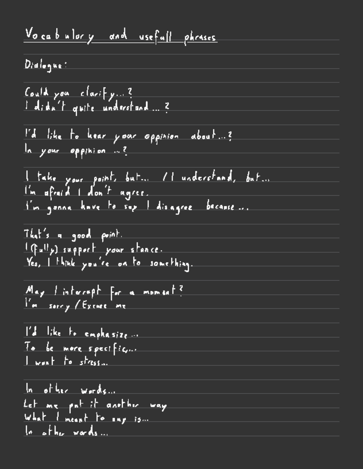 Communication Exam phrases + roadmap - Vocabulary and usefull phrases ...