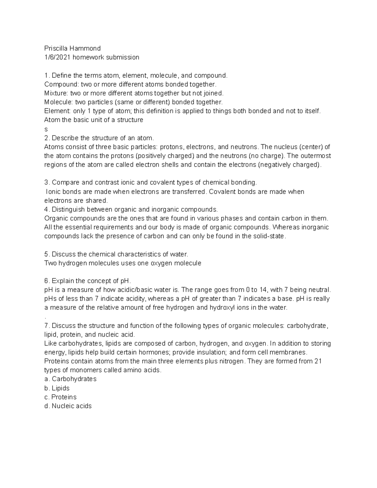 Chapter two homework - Notes - Priscilla Hammond 1/6/2021 homework ...