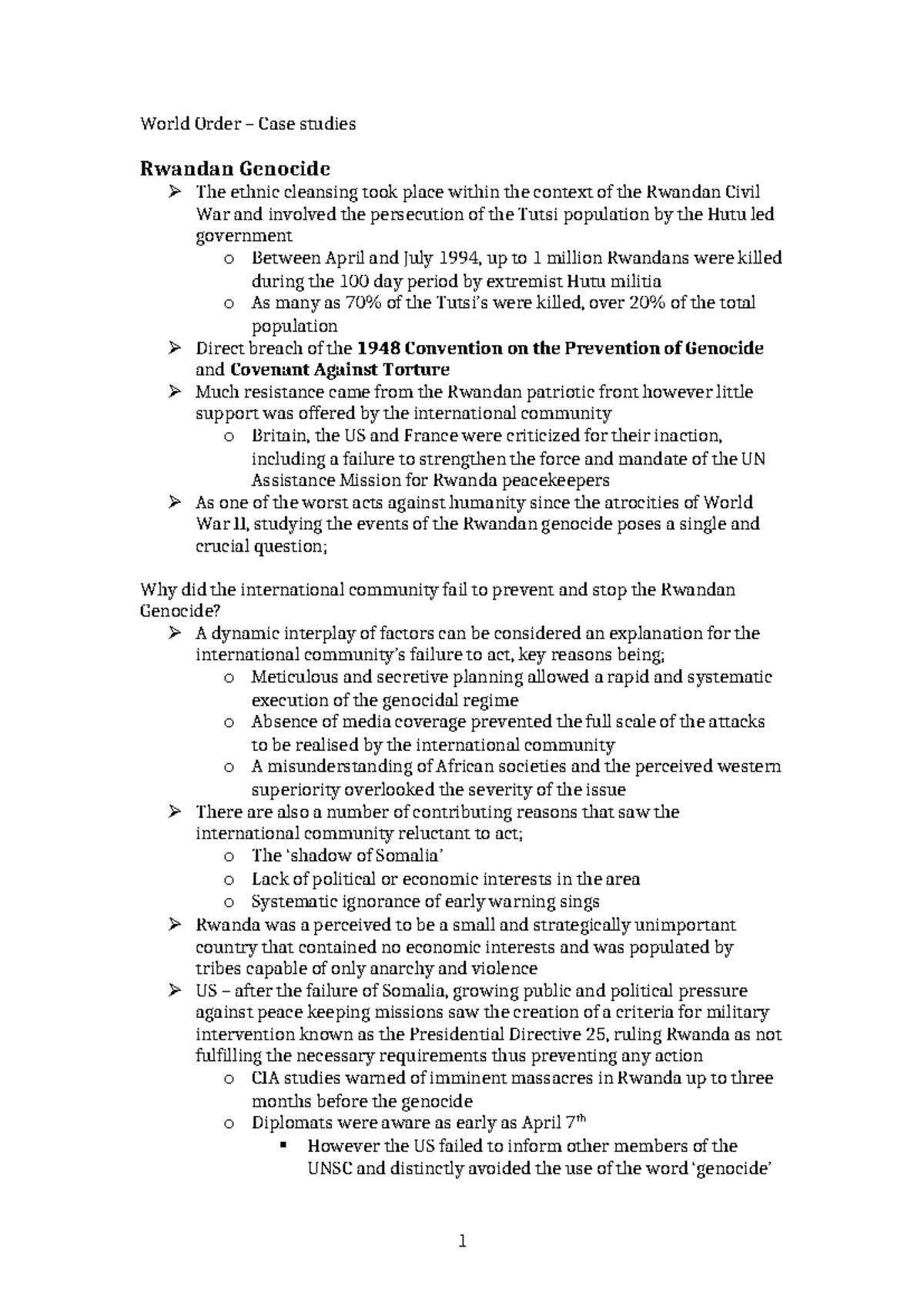 World order case studies - World Order – Case studies Rwandan Genocide ...