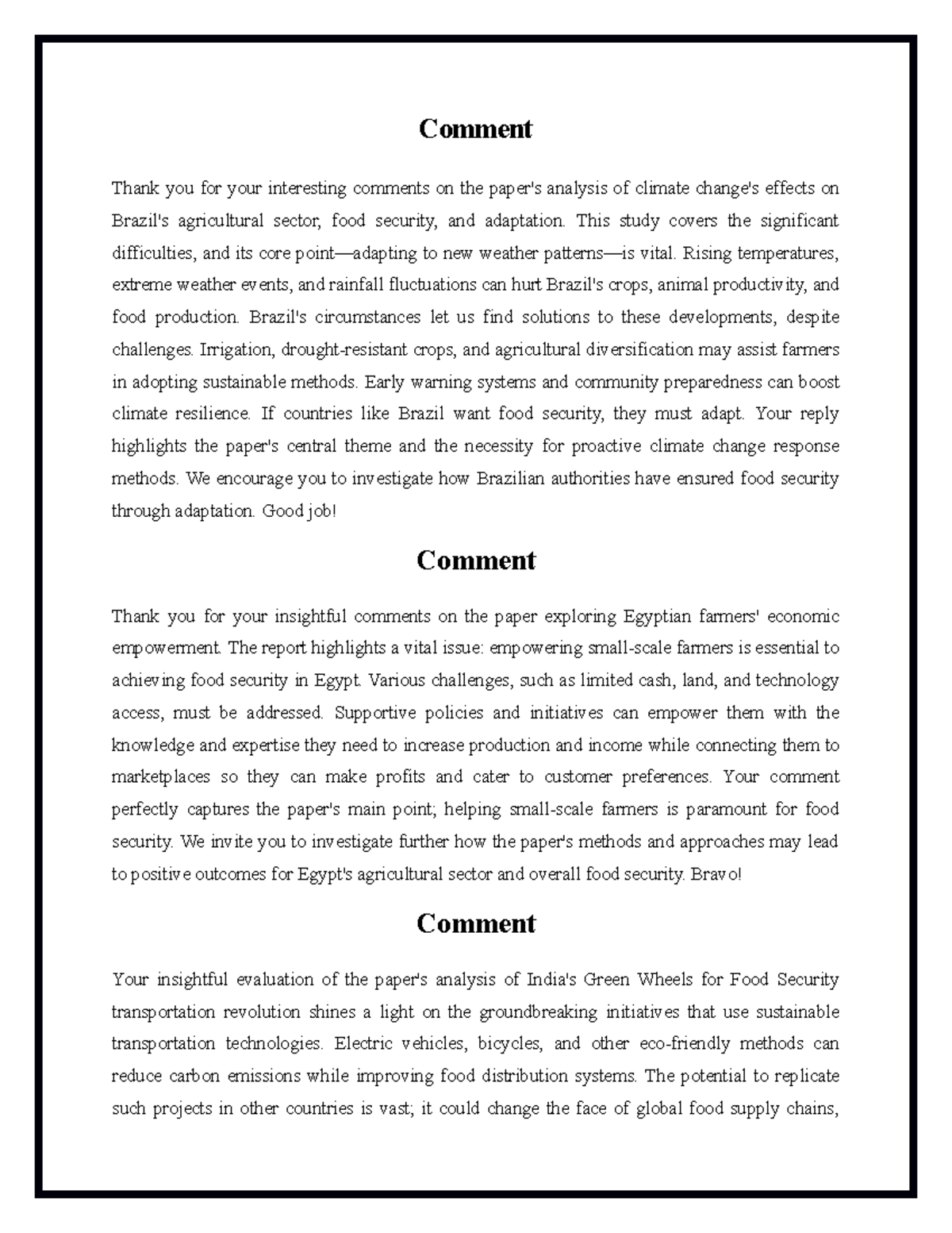 Whole Teammm - Assignment - Comment Thank you for your interesting ...