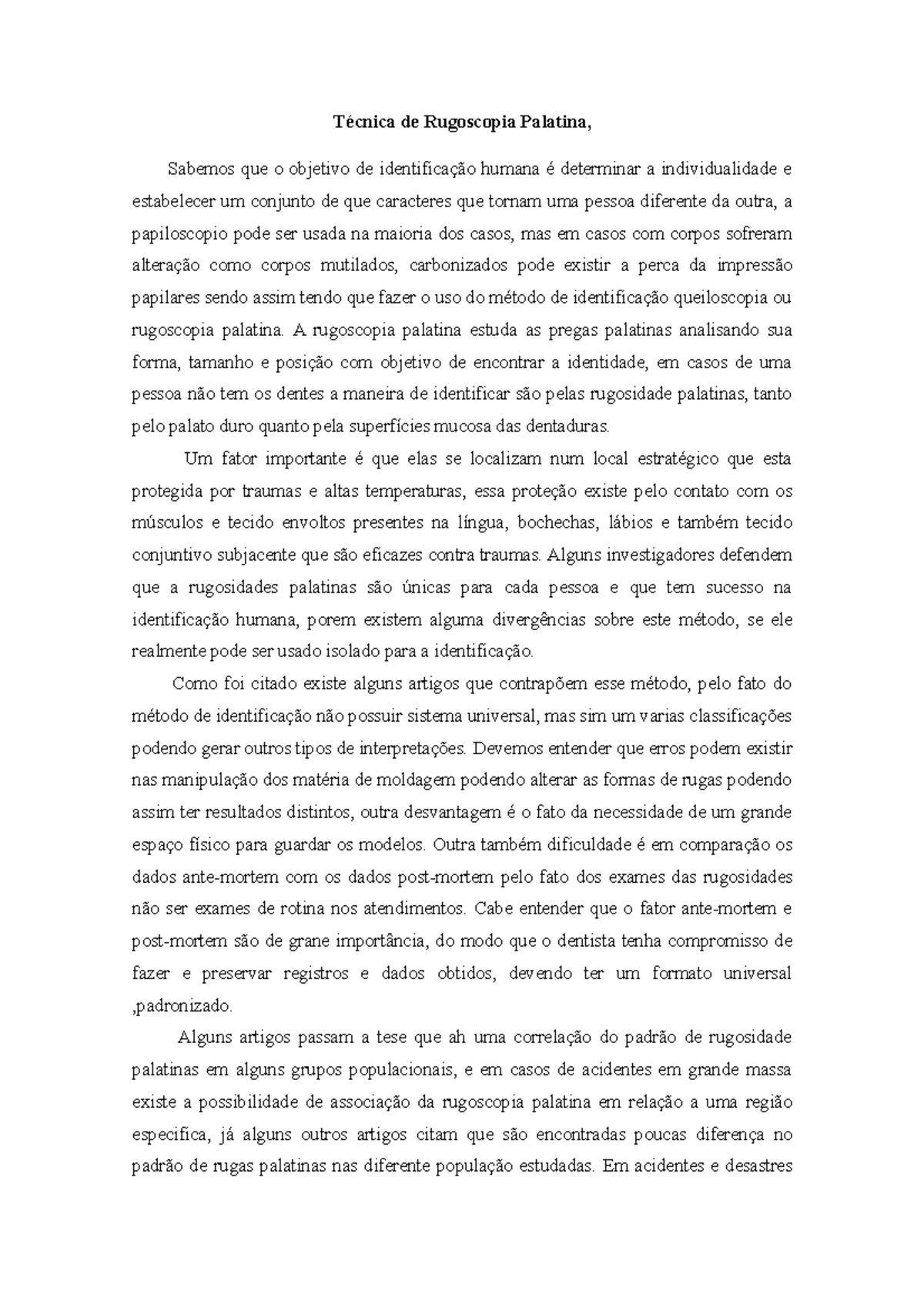 Trabalho fabio - Aula sobre rugoscopia palatina na odontologia forense ...