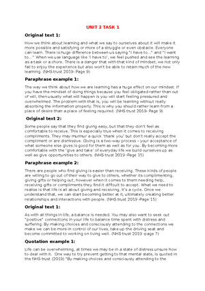 Paraphrase and quotation TASK - Gbadebo -Oduala Esther Adeola ...