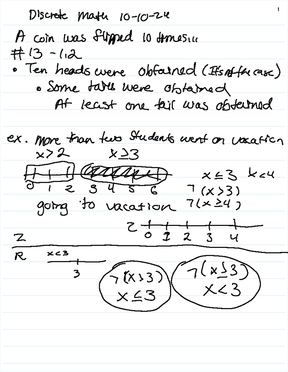 Discrete Math 10-10-24 - 1 Discrete math A Coin was Slipped 10 timesice 13 1 Ten heads were ...