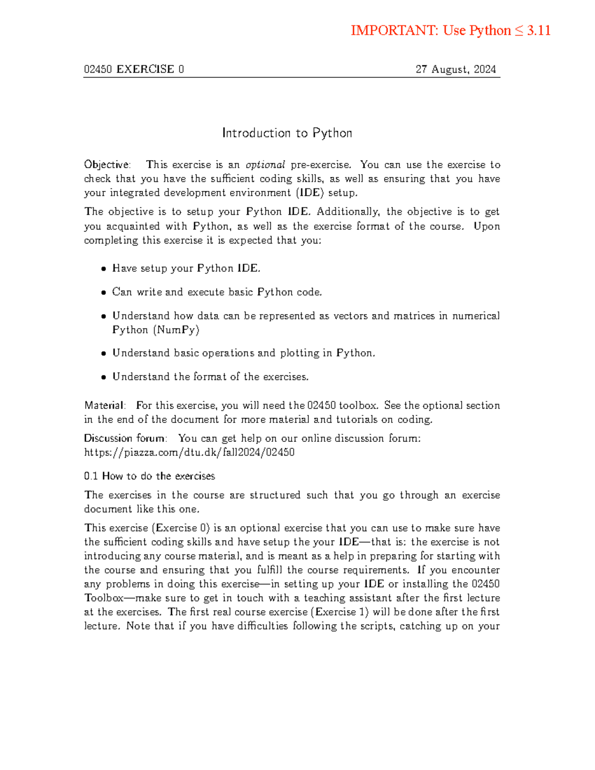 0 2450 ex0 Python - ......... - Introduction to Python Objective: This exercise is an optional ...