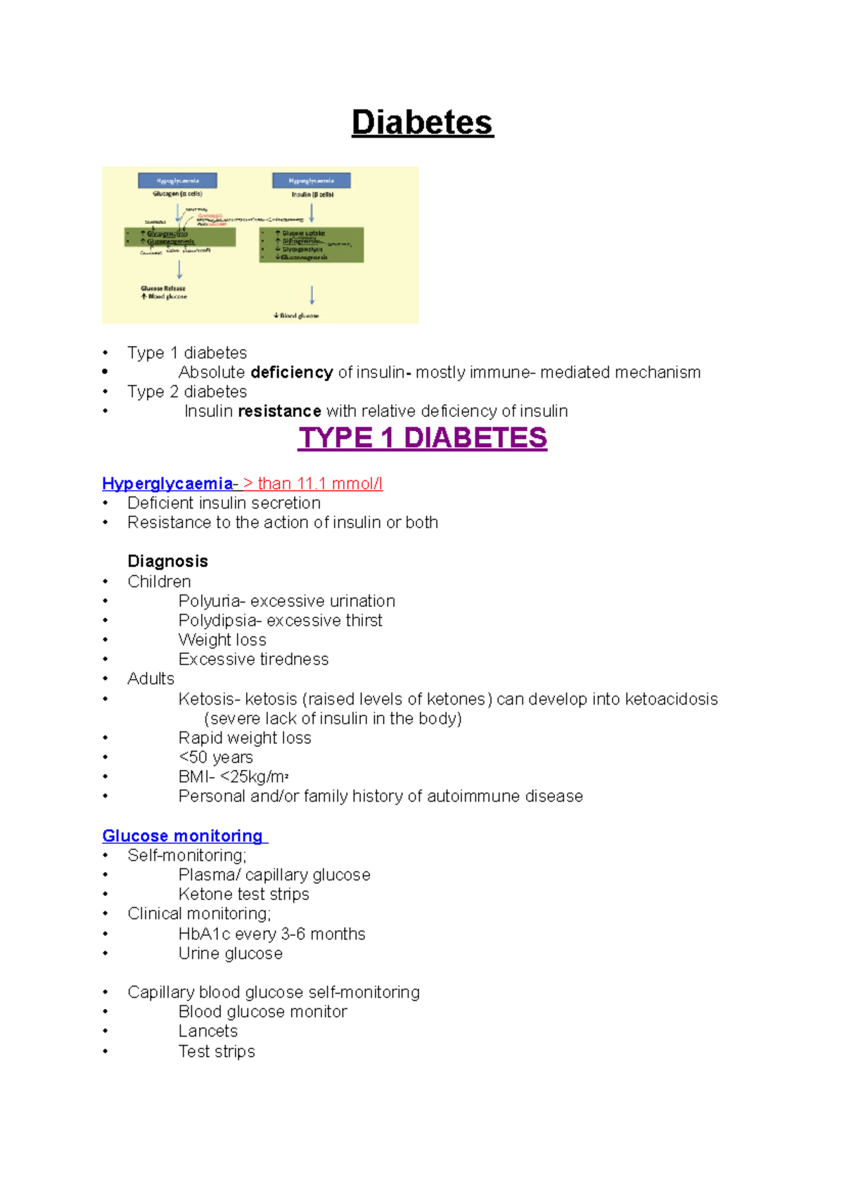 Diabetes - practice questions and notes - Diabetes Type 1 diabetes ...