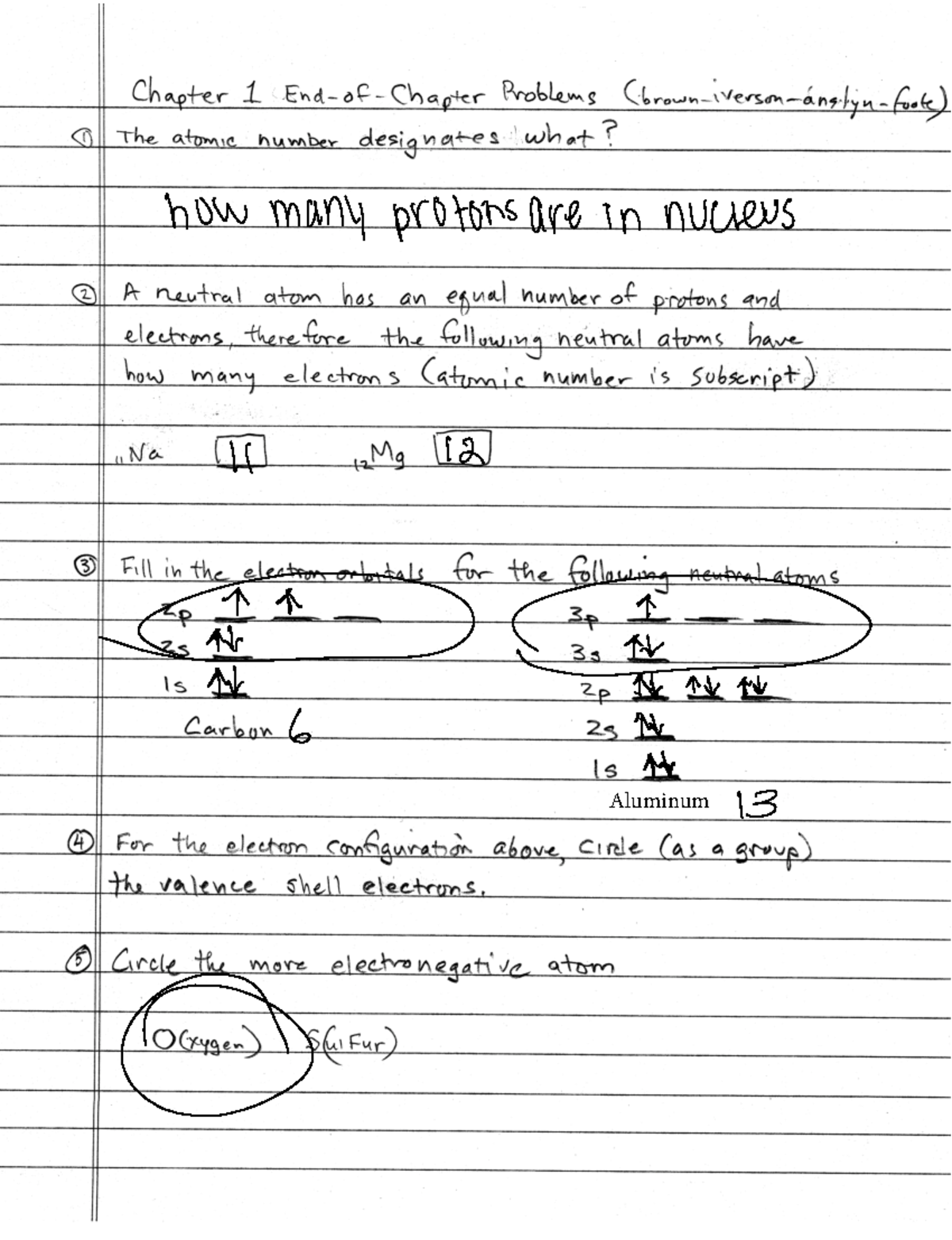 Chapter 1 end of chapter questions - Chapter 1 Problems 0 The atomic ...