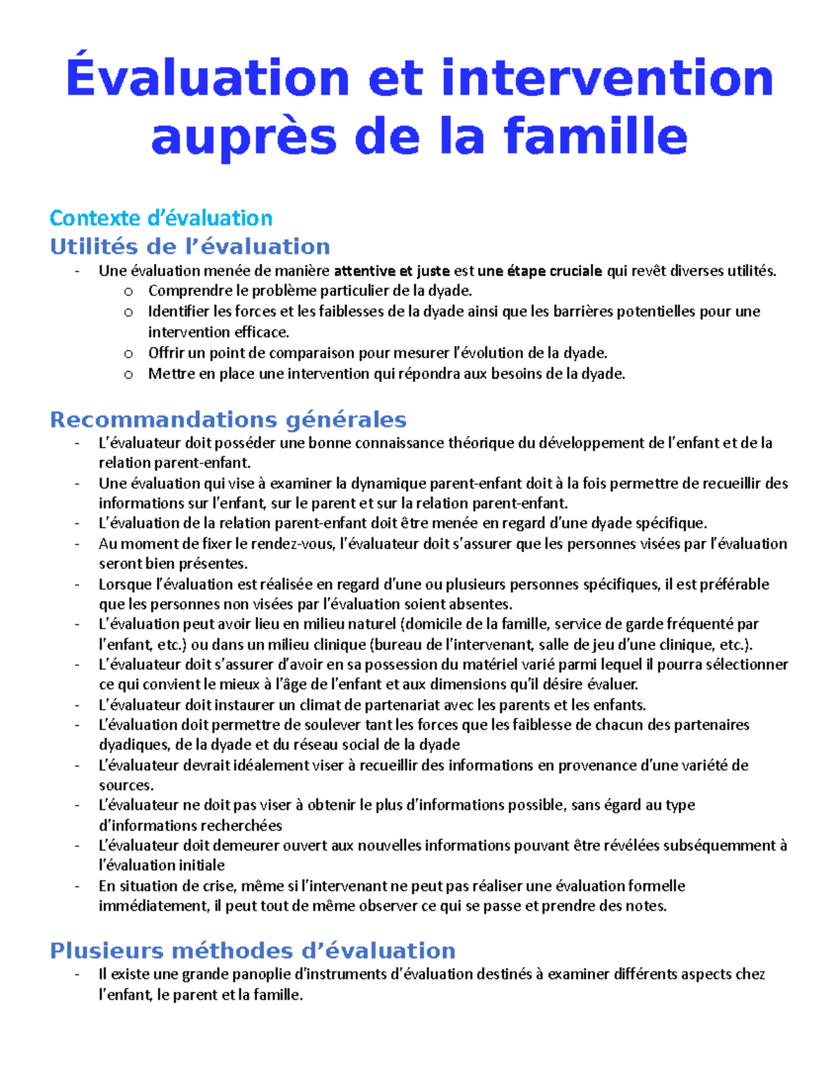 Évaluation et intervention - Évaluation et intervention auprès de la ...