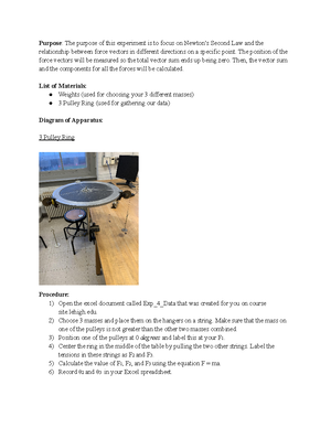 PHY 012 Experiment #3 Lab Report - Student Name(s): Rose Falletta Date ...