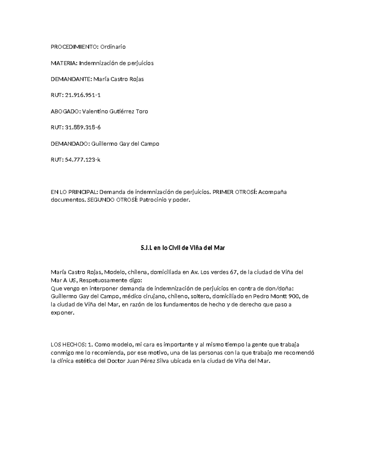 Gei - ASDAAS - PROCEDIMIENTO: Ordinario MATERIA: Indemnización de ...