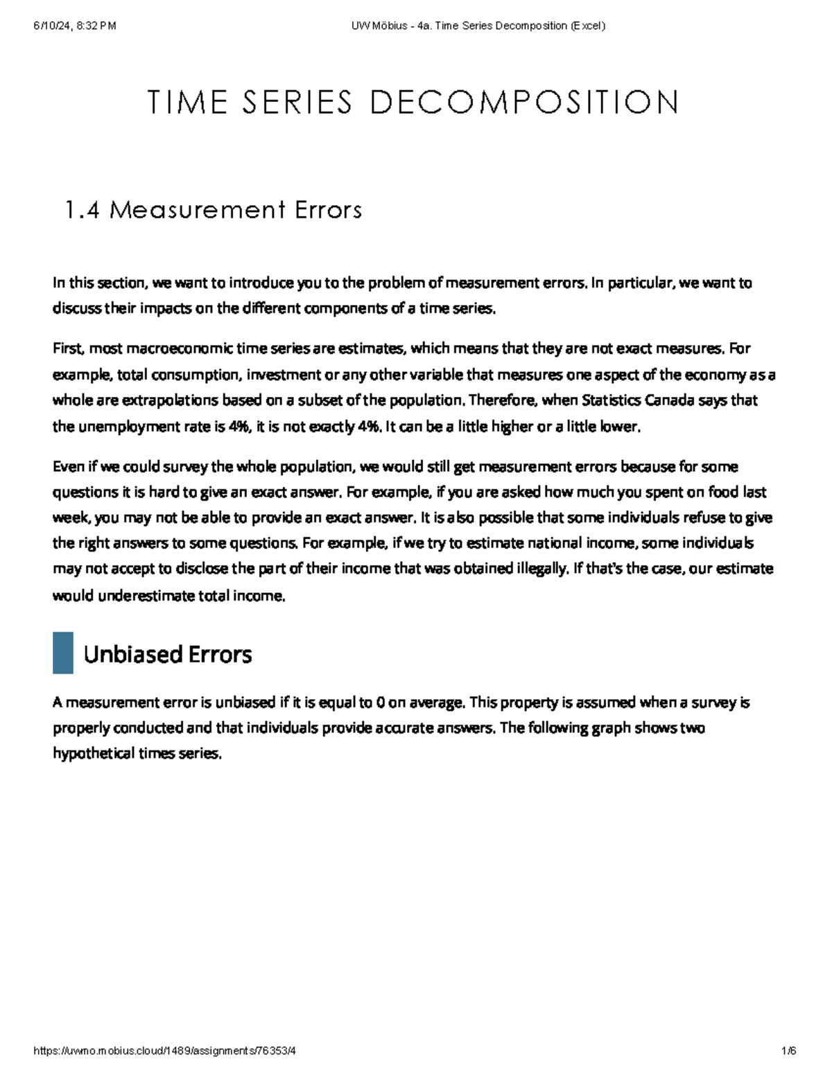 UW Möbius - 4a. Time Series Decomposition (Excel) - T I M E SERIES DE C ...