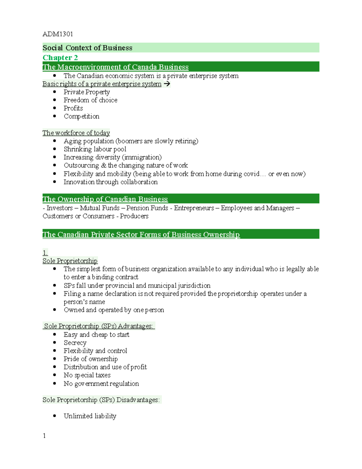 Social Context of Business Class Notes - Social Context of Business ...