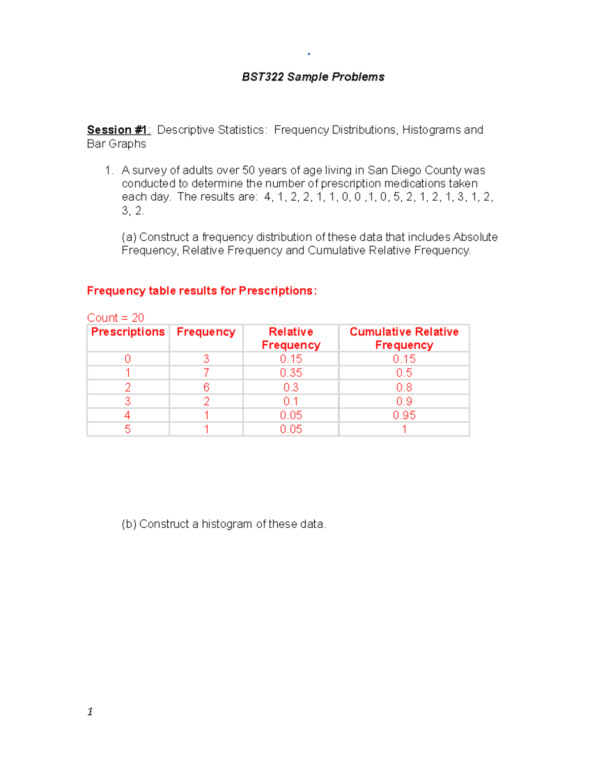 BST322 Zoom Session 1-Sample Prob - BST322 Sample Problems Session #1 ...
