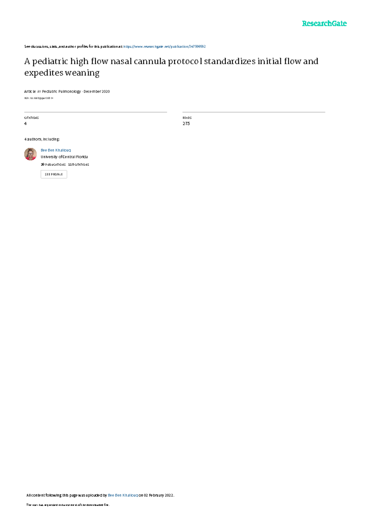 A pediatric high‐flow nasal cannula protocol standardizesinitial flow ...