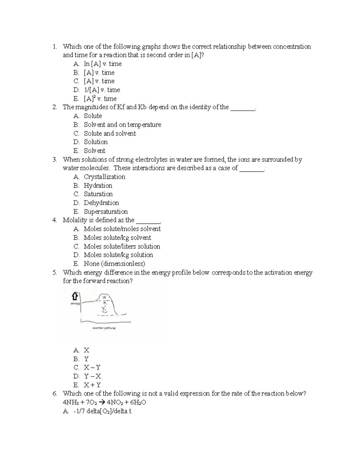 College Chem 2 Test 1 Questions - CHEM 122 - Studocu