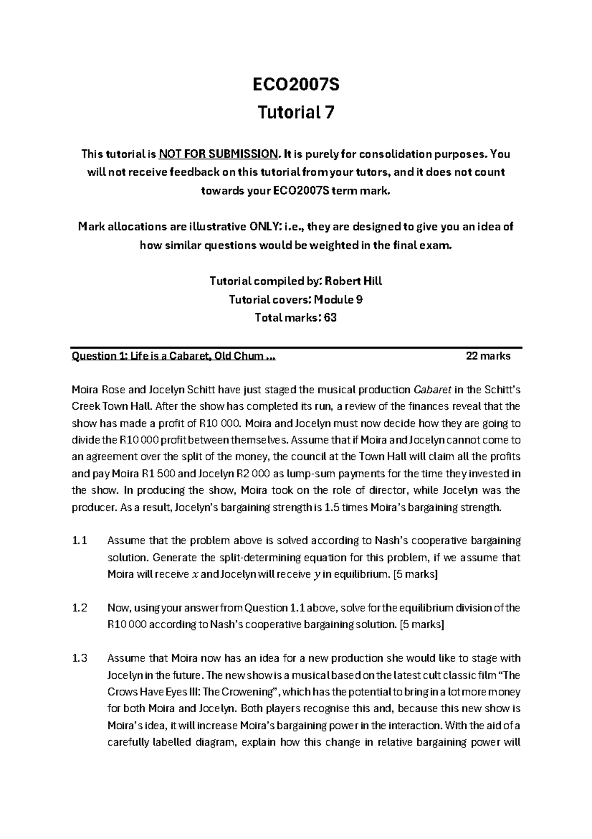 Tutorial 7 - ECO2007S Tutorial 7 This tutorial is NOT FOR SUBMISSION ...