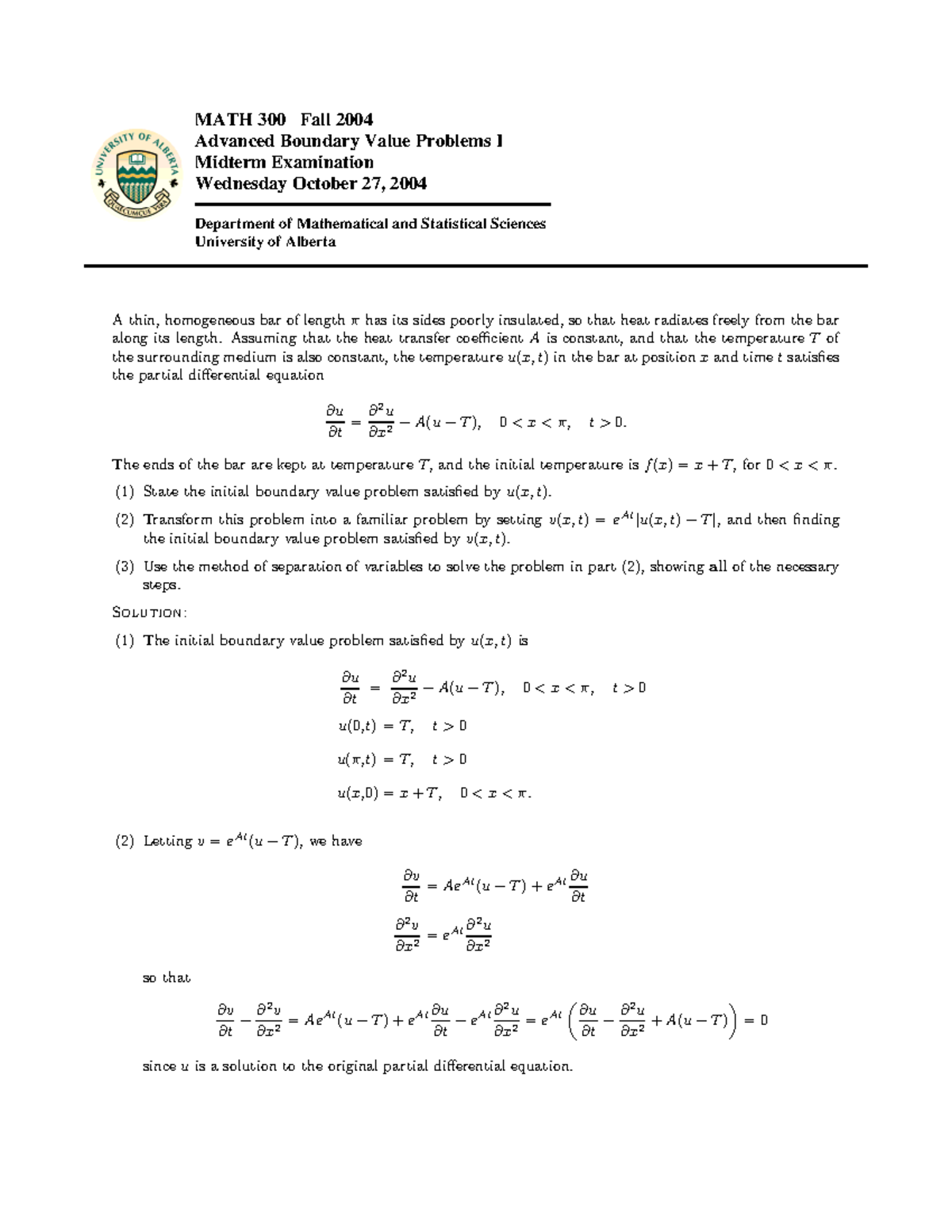Midterm 2 - MATH 300 Fall 2004 Advanced Boundary Value Problems I ...