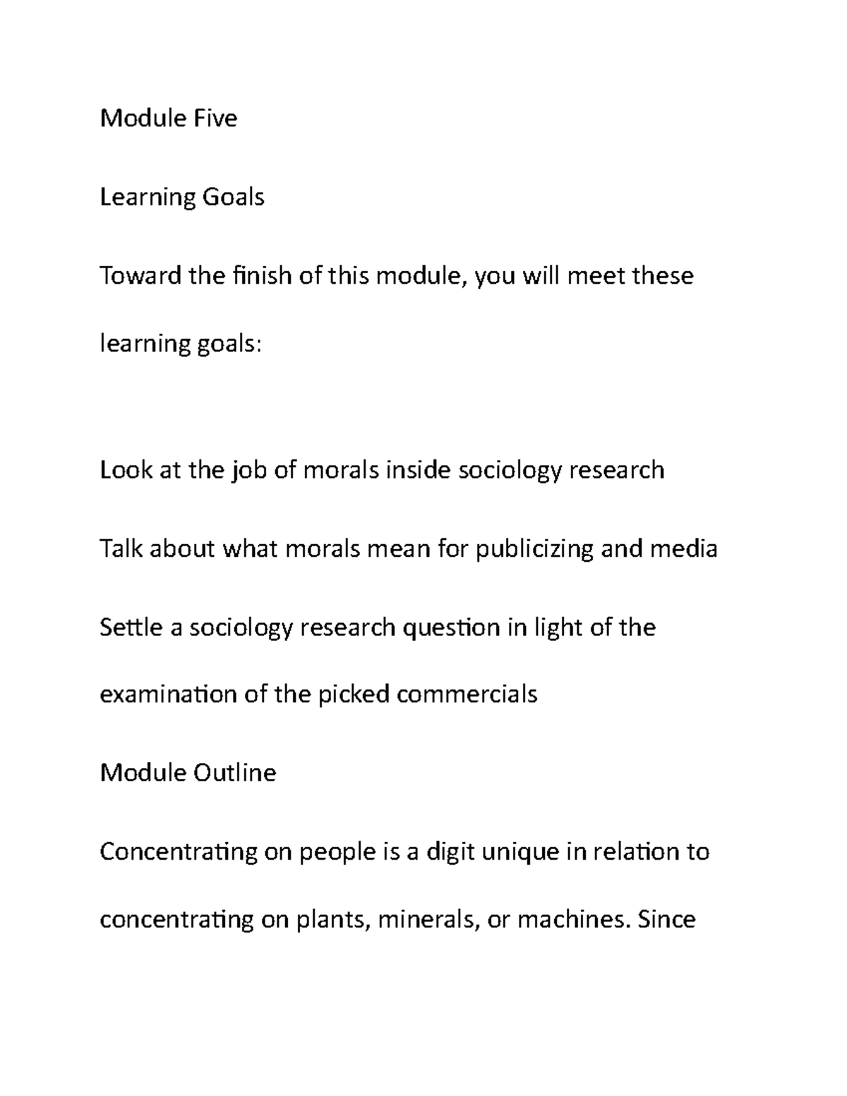 Module Five - Module Five Learning Goals Toward the finish of this ...