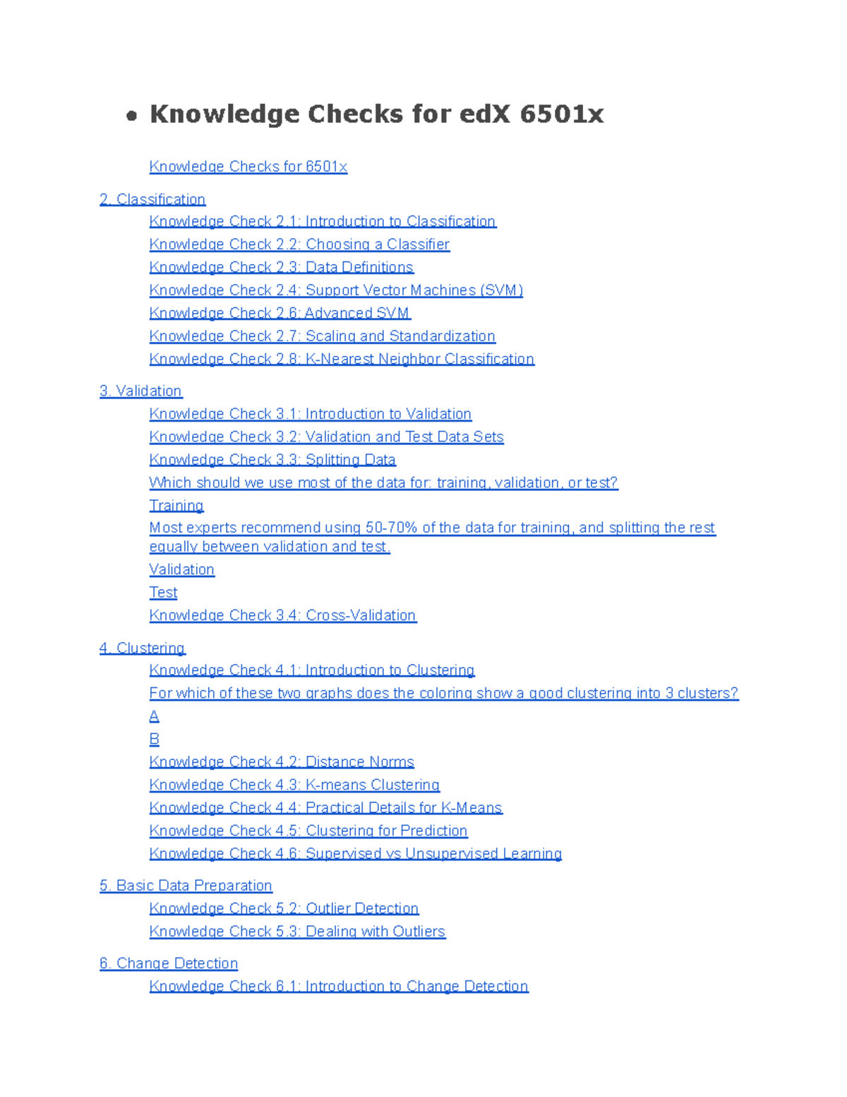 Ed X GTx 6501x Knowledge Checks - Knowledge Checks for edX 6501x Knowledge Checks for 6501x ...