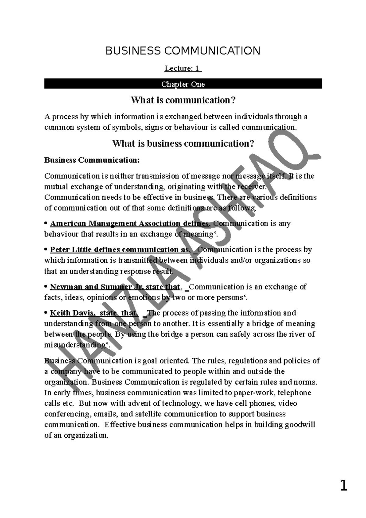 Business Communication lecture one - BUSINESS COMMUNICATION Lecture: 1 ...