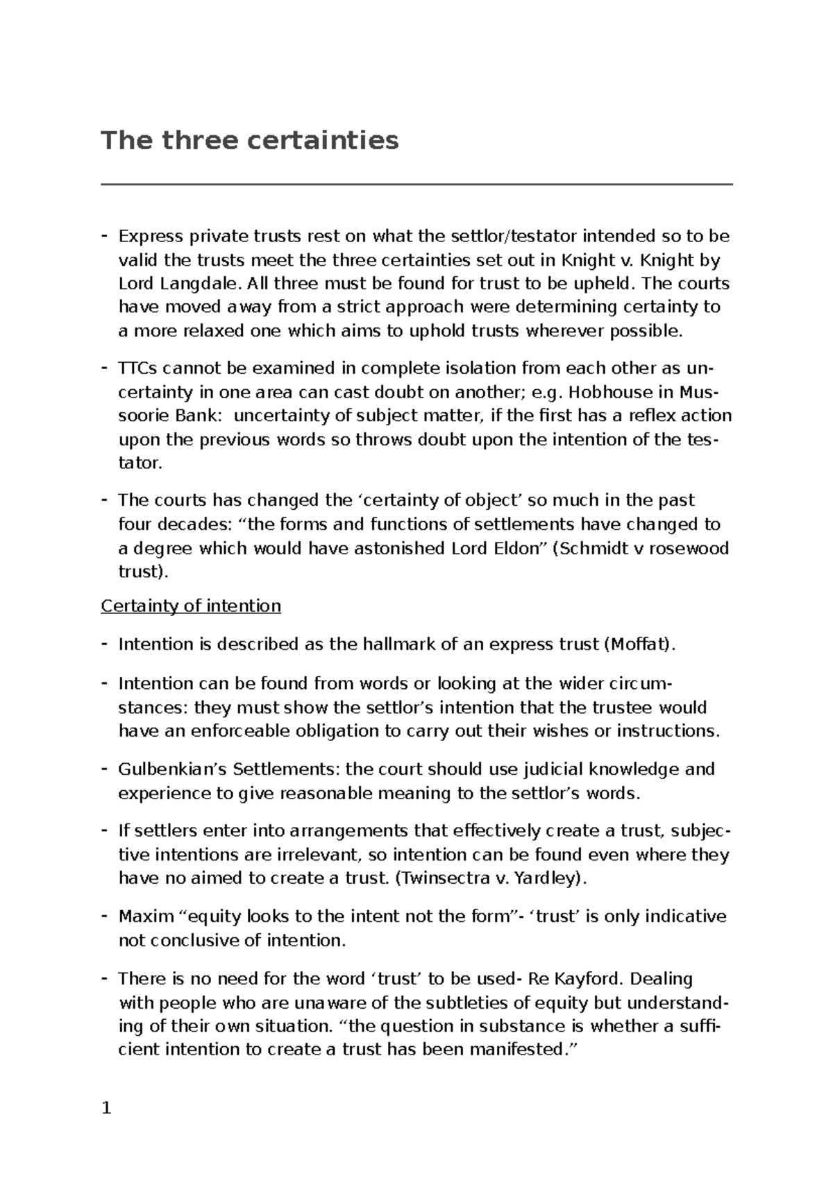 Three certainties - Knight Lord Langdale. All three must be found for ...