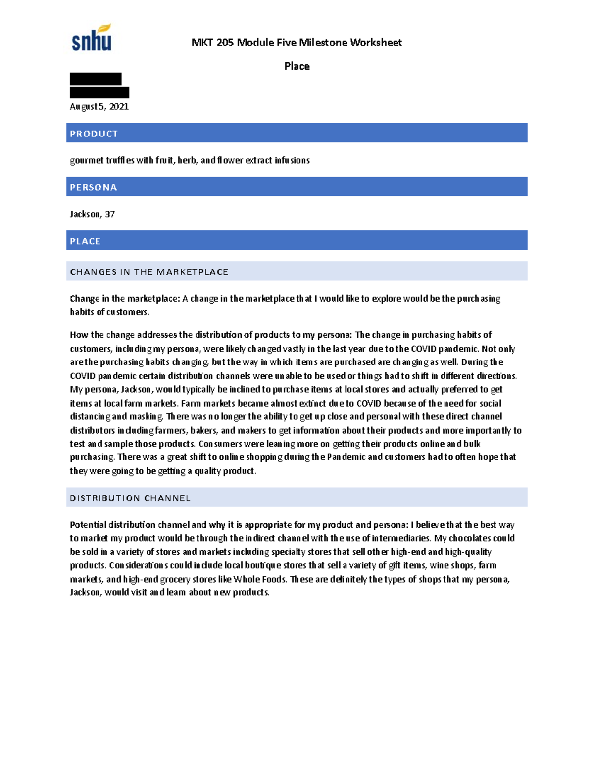 GS - MKT205 Module Five Milestone - MKT 205 Module Five Milestone ...