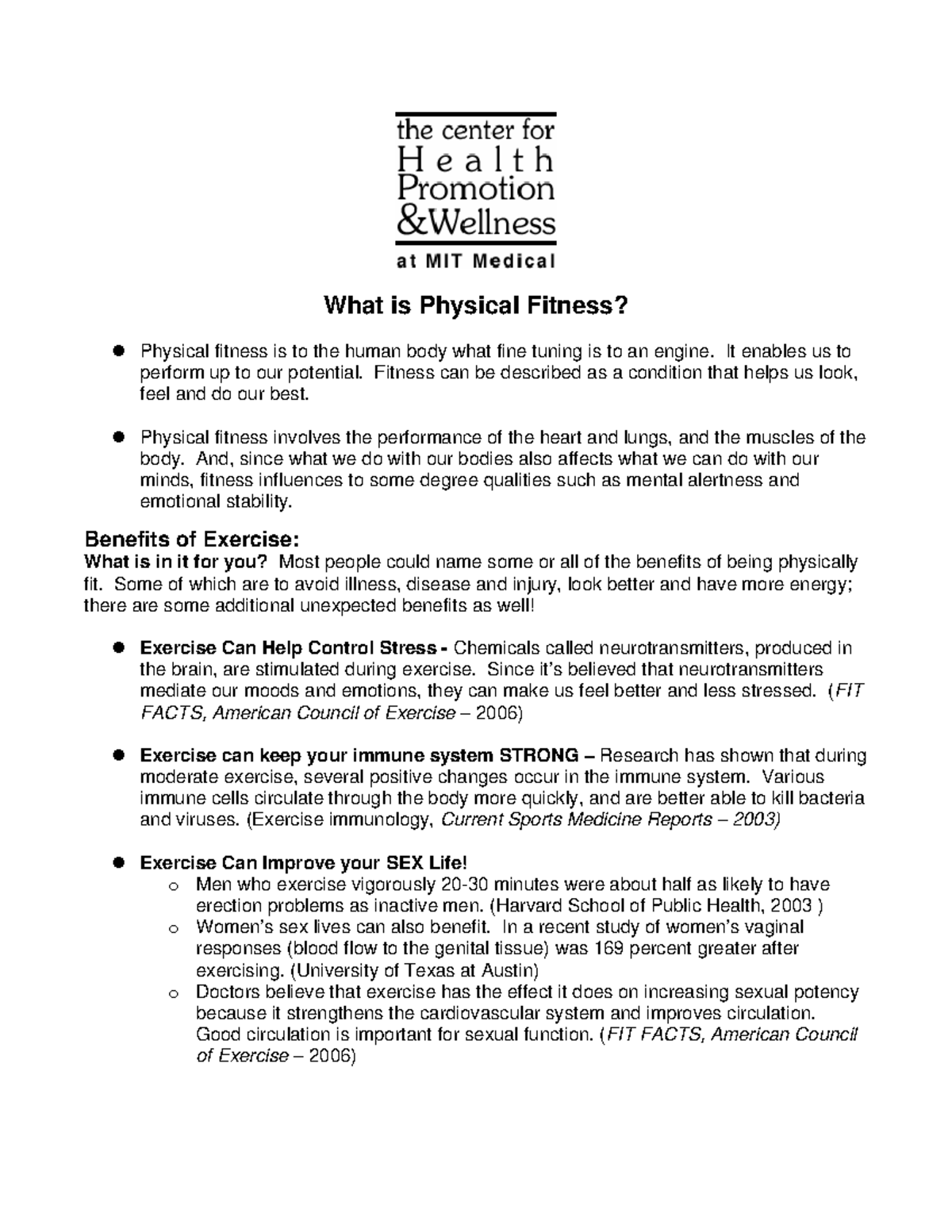 Physical Fitness 101 - Lecture notes 1 - What is Physical Fitness? z ...
