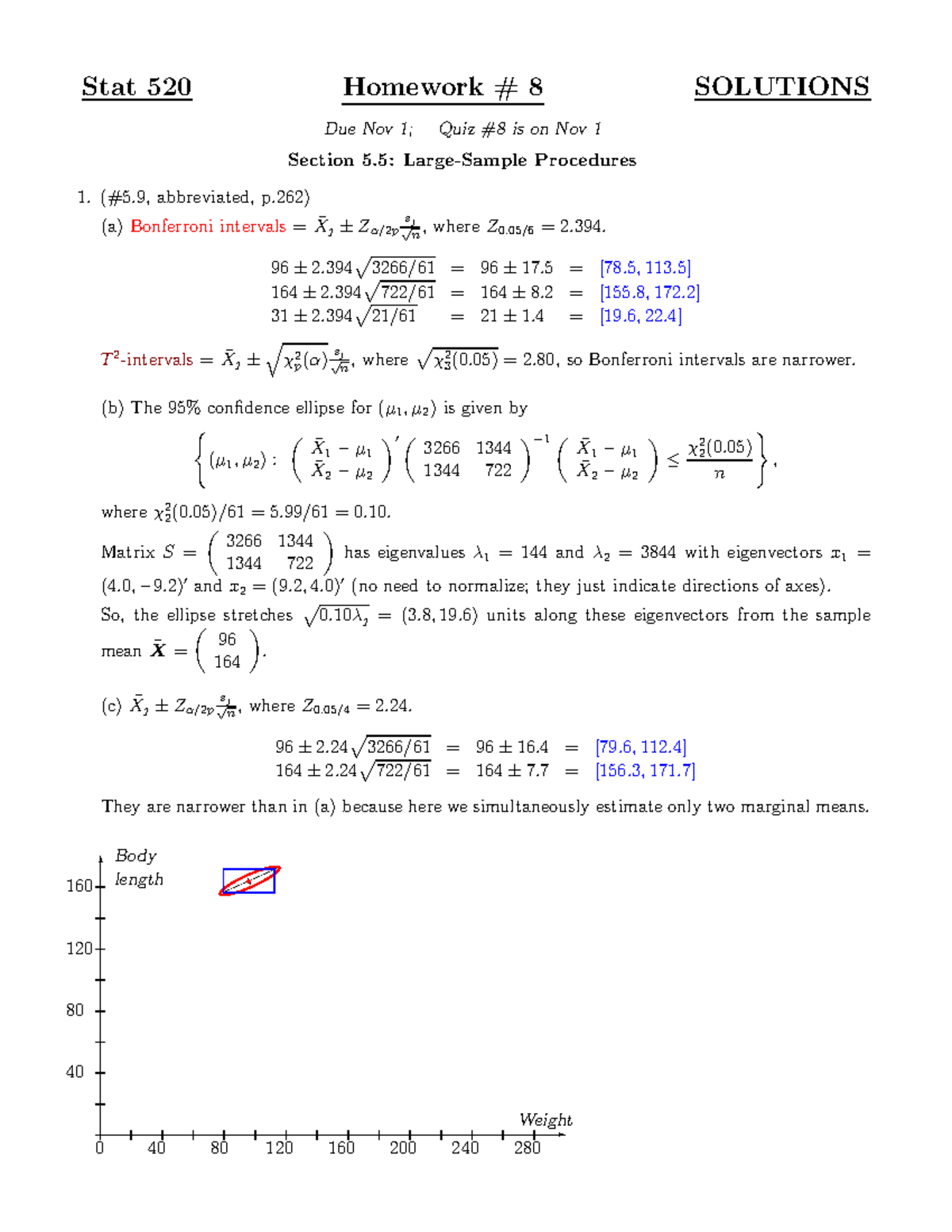 Homework 8 - Large-sample Procedures - Stat 520 Homework # 8 SOLUTIONS ...