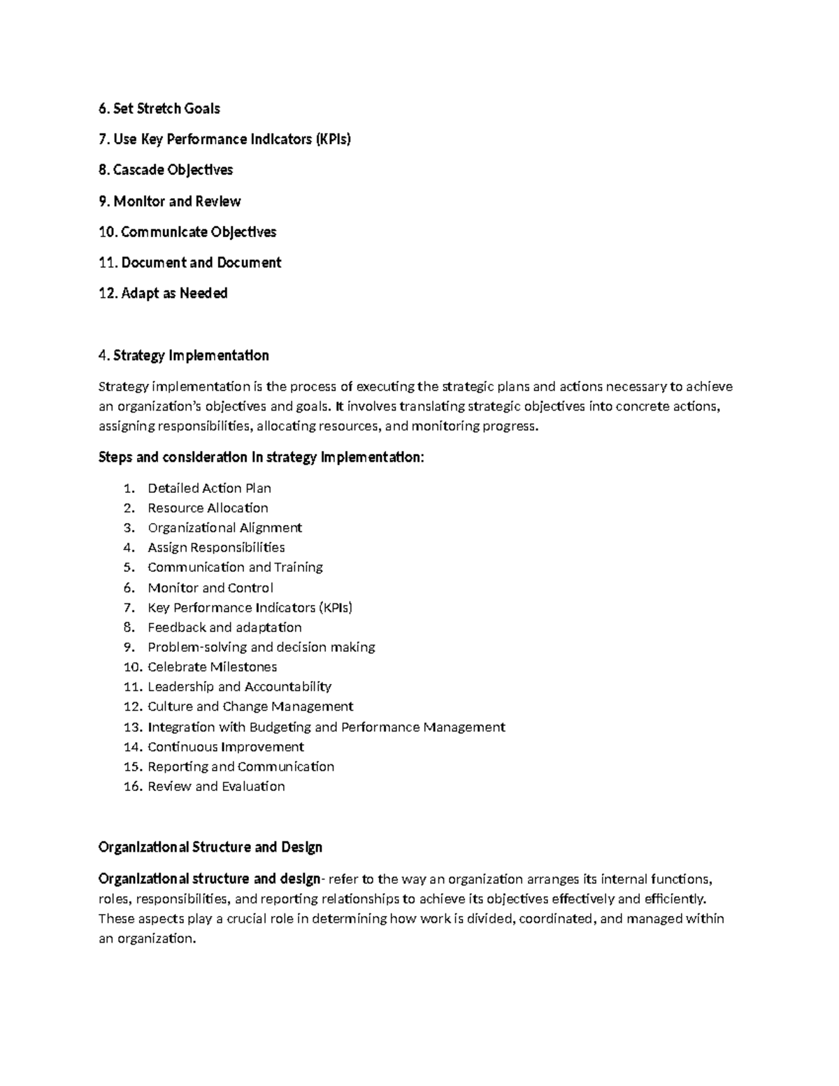 Strategic Business Policy - Set Stretch Goals Use Key Performance ...