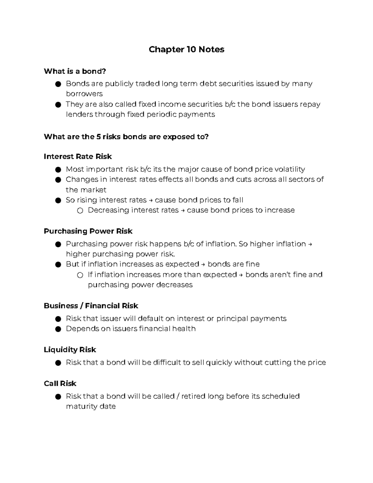 10 Chapter Notes - Chapter 10 Notes What is a bond? Bonds are publicly ...