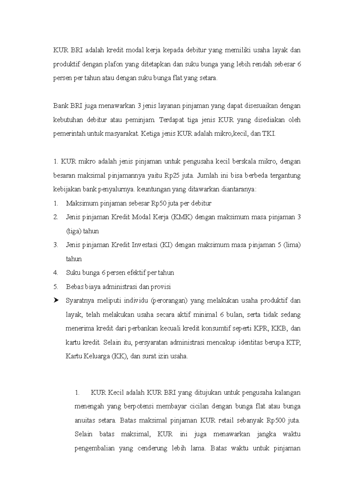 KUR BRI adalah - kredit usaha rakyat - KUR BRI adalah kredit modal ...