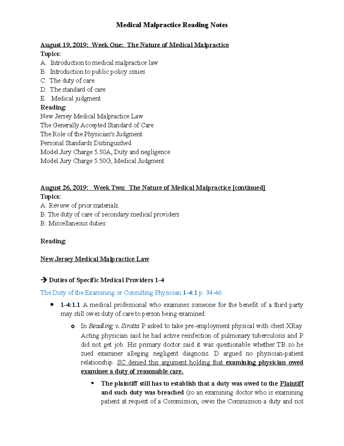 Med Mal Reading Notes - August 19, 2019: Week One: The Nature of ...