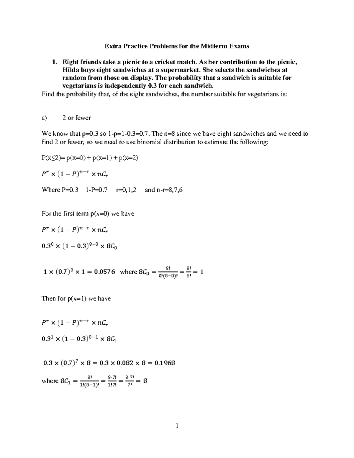 Extra problems midterm exams - Extra Practice Problems for the Midterm ...