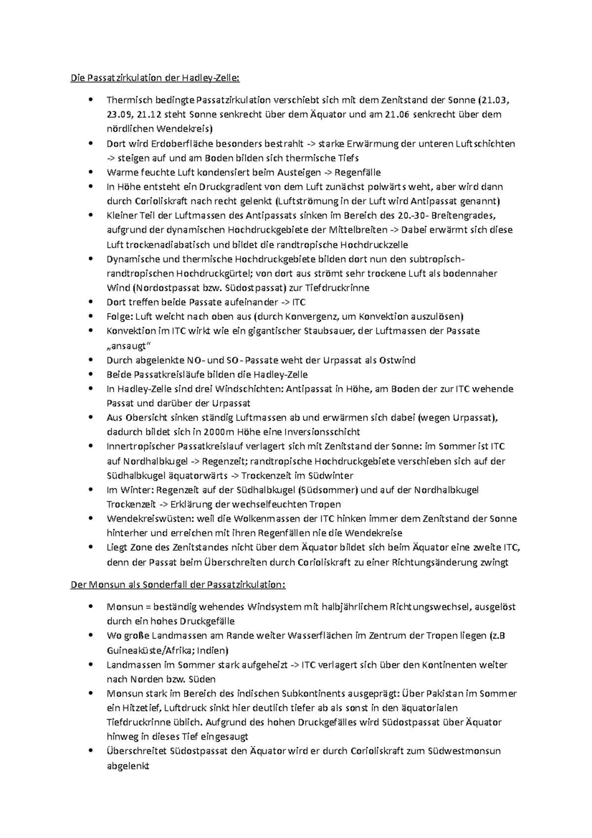 Die Passatzirkulation der Hadley - Die Passatzirkulation der Hadley ...
