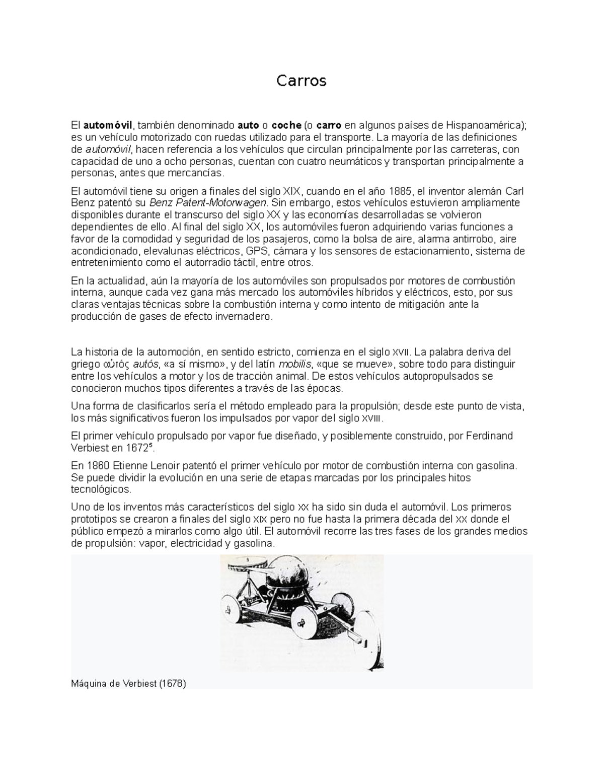 Carros - Carros El automóvil, también denominado auto o coche (o carro ...