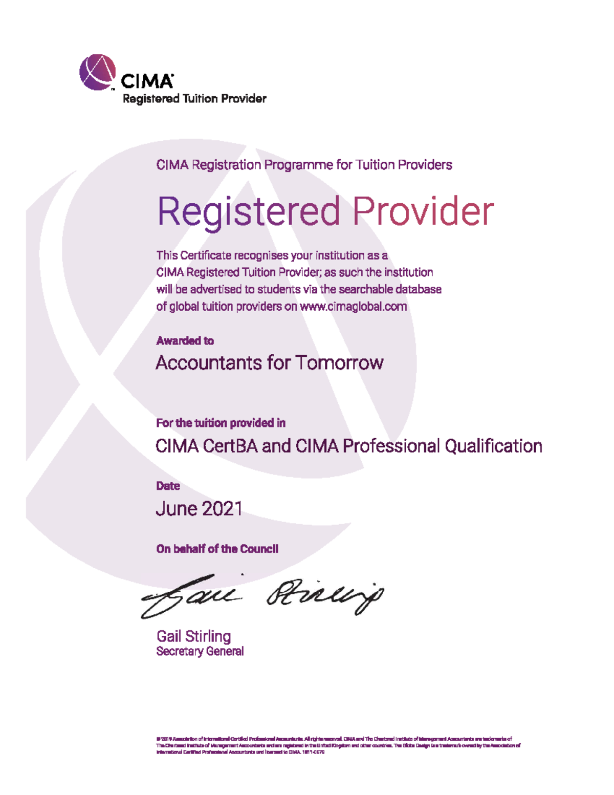 Accountants for Tomorrow - CIMA Registered tuition provider Certificate ...