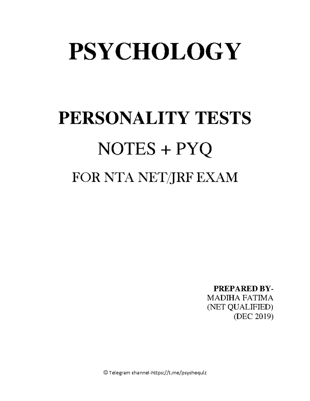 Personality Tests - PSYCHOLOGY PERSONALITY TESTS NOTES + PYQ FOR NTA ...