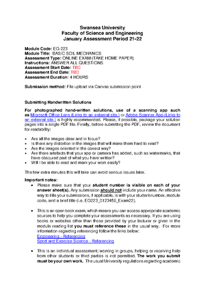 EG-223 Exam Paper TB1 22-23 - Faculty of Science and Engineering Civil ...