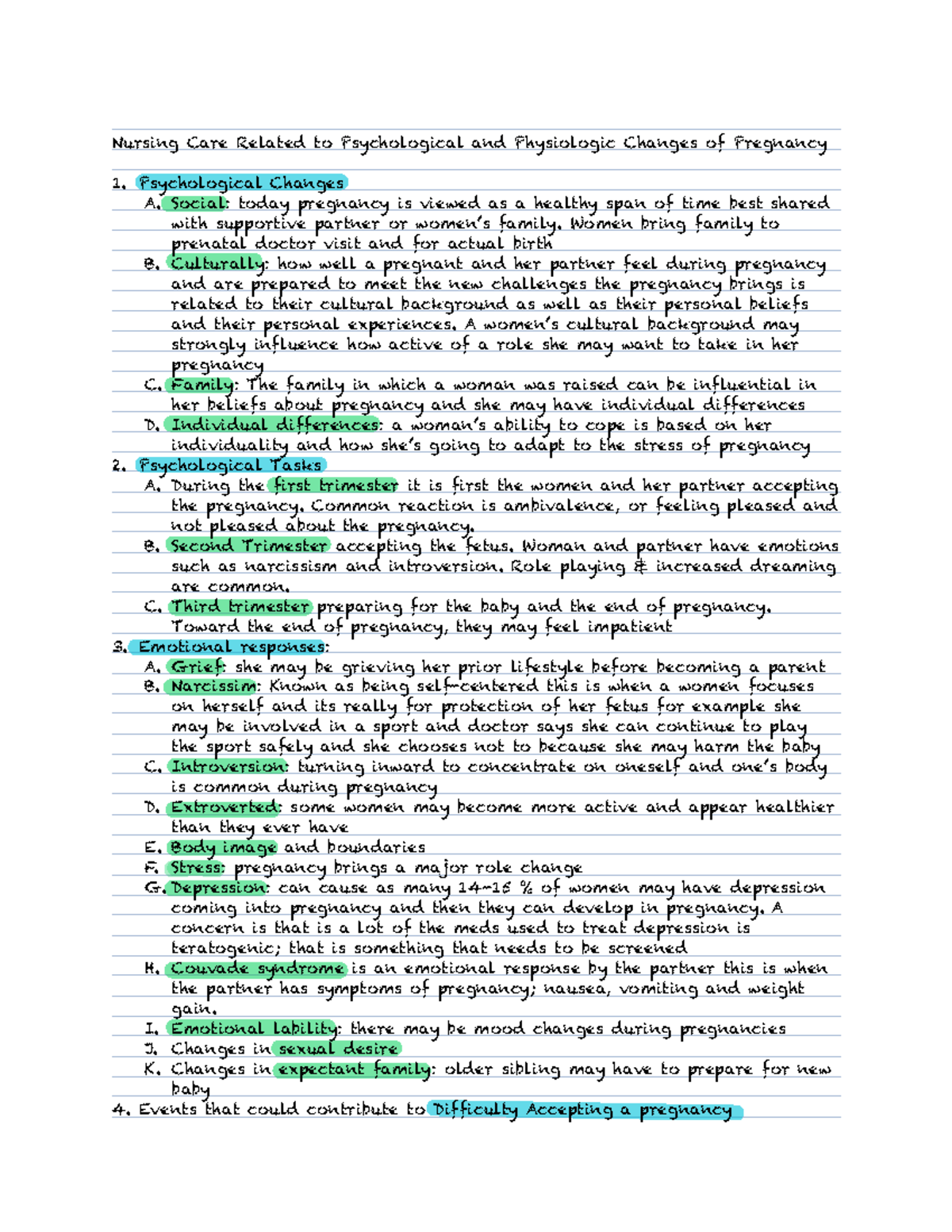 Antepartum Psych & Physical Changes - Nursing Care Related to ...
