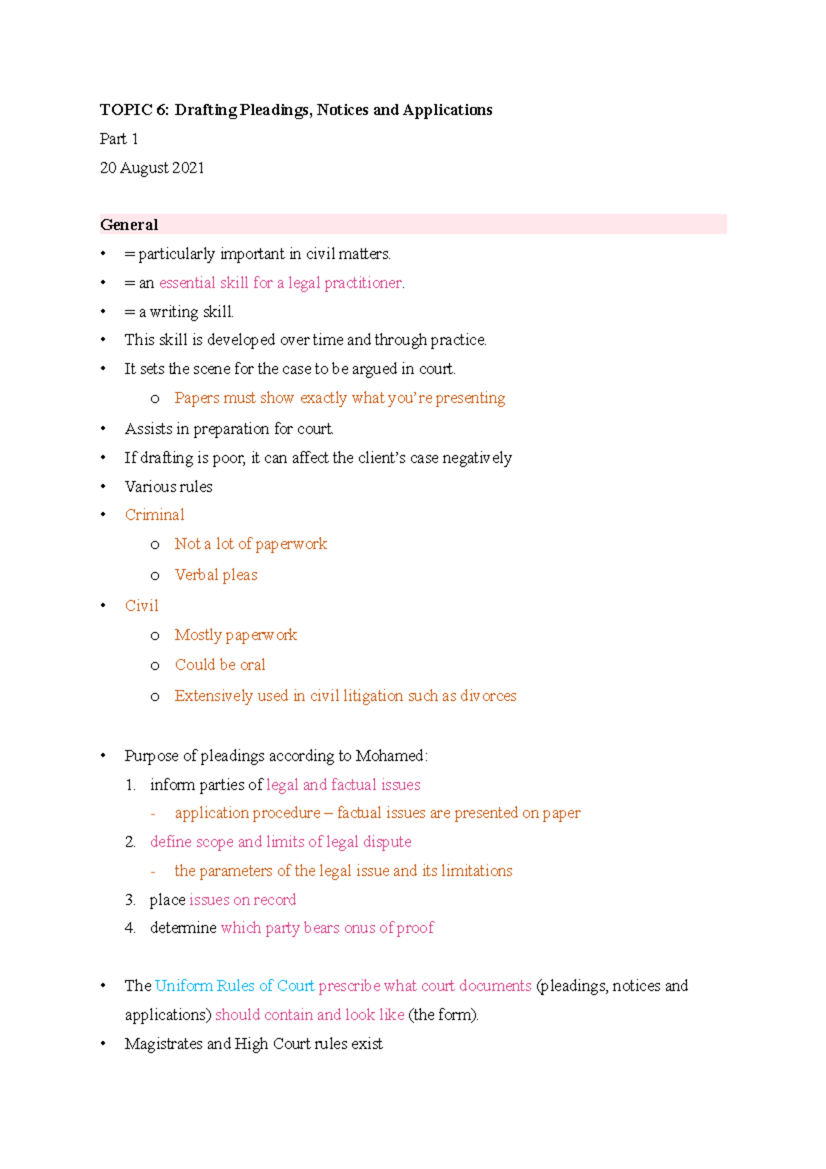 Drafting Pleadings, Notices and Applications - = an essential skill for ...